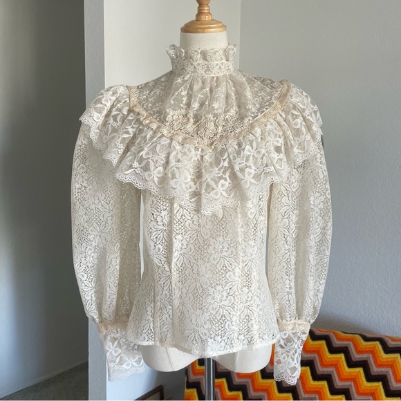 Vintage | Tops | Vintage 97s 1980s Nancy Johnson Prisma Victorian Boho ...
